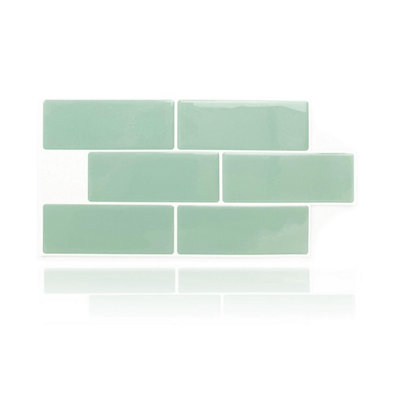 WALPLUS Mint Green 3D Tile Stickers Multipack 24pcs | DIY at B&Q