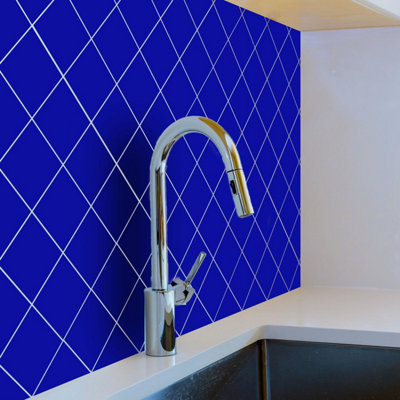 Walplus Navy Blue Metallic Stick-On Tiles - 24pcs Self-Adhesive Kitchen ...