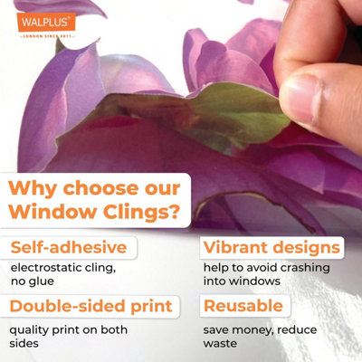 Walplus Pink Magnolia Flowers with Birds Spring Window Clings Double ...