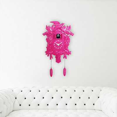 Walplus Pink Vintage Cuckoo Wall Clock - Swinging Pendulum, and Classic ...
