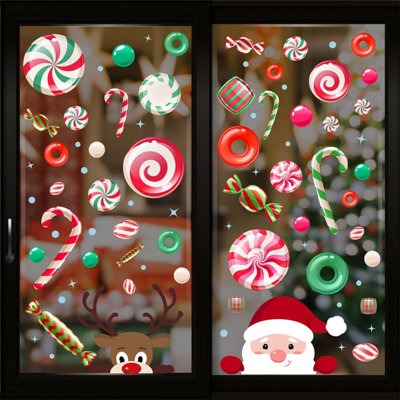 Walplus Santa And Rudolph In Candyland Window Cling | DIY at B&Q