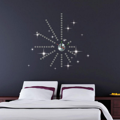 Walplus Silver Dot Clock - Swarovski Wall Stickers Home Decoration ...