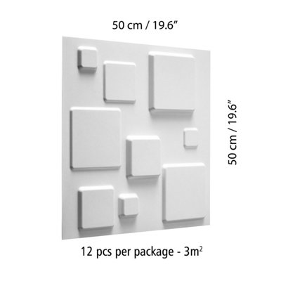 Walplus Squares Eco Friendly 3D Wall Panels Decorative Tiles Eco Fiber