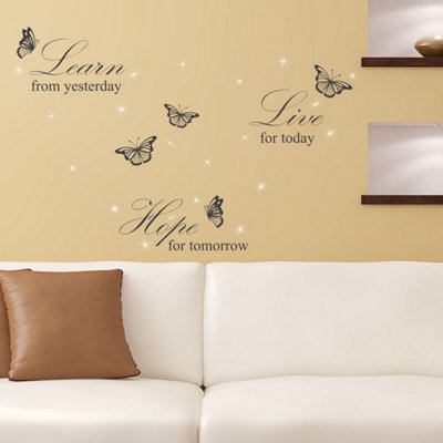 Walplus Swarovski Crystals Learn Live Hope Quote Murals Decals Home ...