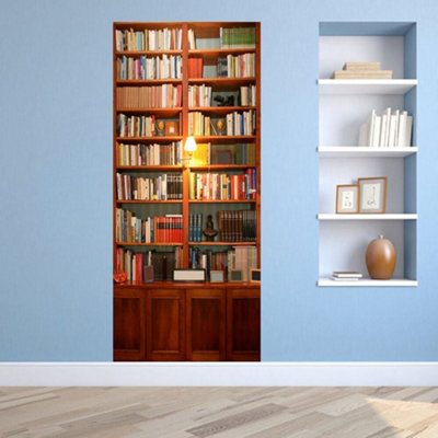 Walplus Uk Door Mural Bookcase Office Decor Home Decoration Self ...