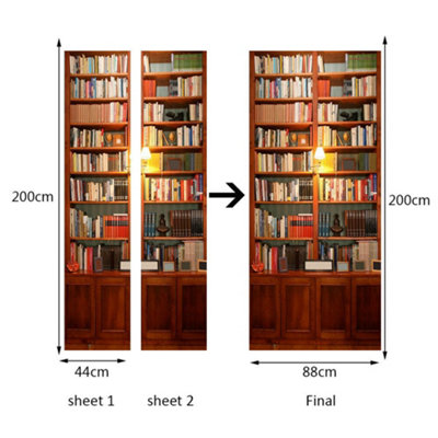 Walplus Uk Door Mural Bookcase Office Decor Home Decoration Self ...