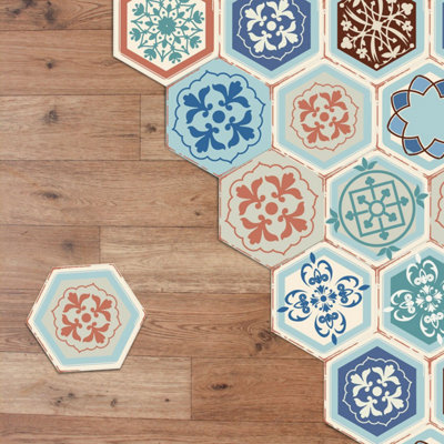 Walplus Victorian Hexagon Floor Tiles Stickers, Home Decorations, DIY ...