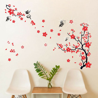 Walplus Wall Sticker Decal Blossom Flower with Swarovski Crystal Room ...