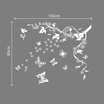Walplus Wall Sticker Decal Wall Art Butterflies Vine in White Home ...