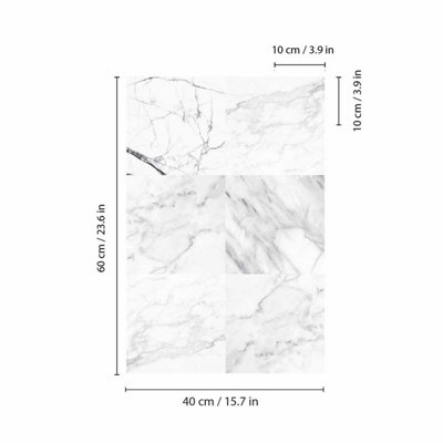 Walplus White Marble Tile Stickers PVC