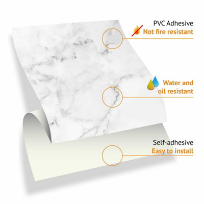 Walplus White Marble Tile Stickers PVC