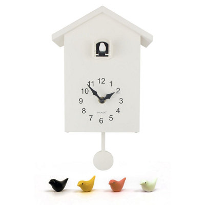 Walplus White Window Cuckoo Clock with Four Birds and Pendulum ...