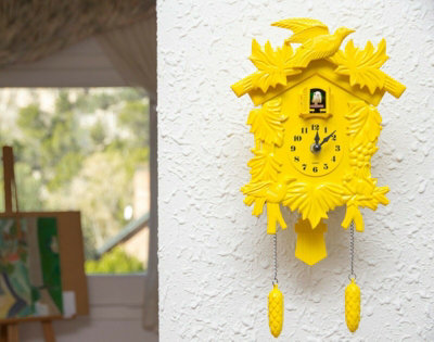 Walplus Yellow Vintage Cuckoo Wall Clock - Swinging Pendulum, and ...