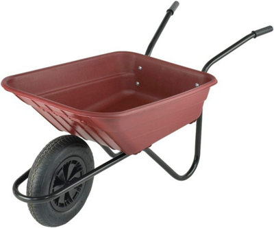 Shop Walsall Shire Wheelbarrow in a Box Burgundy Pneumatic Wheel 90Ltr