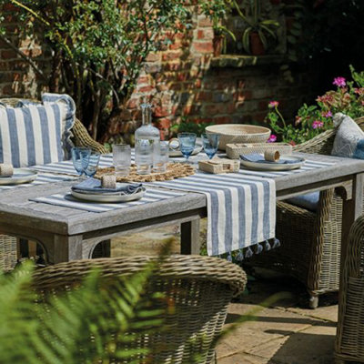 Walton & Co Flint Blue Wide Stripe Table Runner 40x180cm | DIY at B&Q