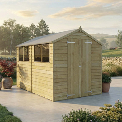 Waltons 10 x 6 Garden Shed Overlap Windows Double Door Storage 10ft 6ft