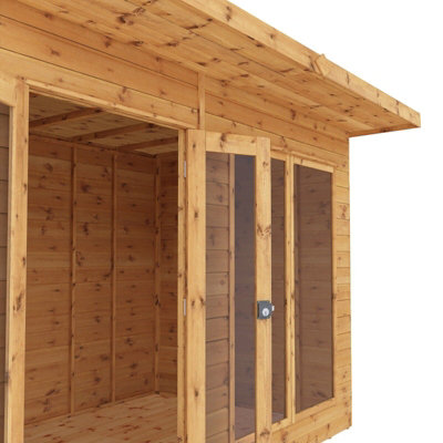 WALTONS 10 X 6 WOODEN SUMMERHOUSE PENT ROOF DOUBLE DOORS TONGUE AND ...