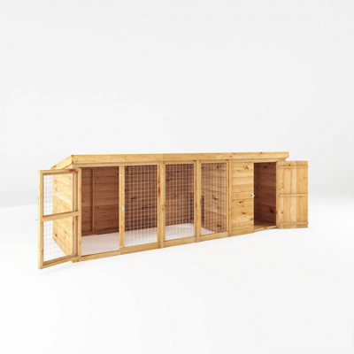 Waltons 12 x 4 Berkshire Wooden Shiplap Dog Kennel & Run