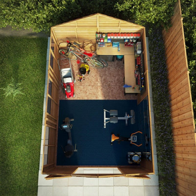 Waltons 15x10 Wooden Workshop Shed Overlap Apex Double Door Garden ...