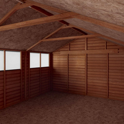 Waltons 15x10 Wooden Workshop Shed Overlap Apex Double Door Garden ...