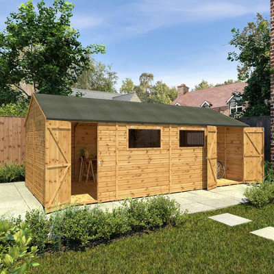 Waltons 20 x 10 Garden Workshop Wooden Shed Shiplap Tongue and Groove ...