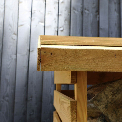 Waltons 3 x 3 Single Log Store Pressure Treated Wooden Outdoor Firewood ...