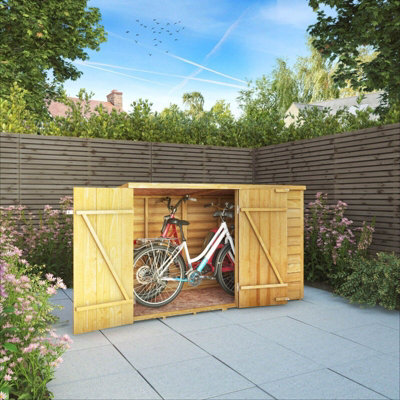 Waltons 3 x 6 Wooden Bike Store Shed Overlap Pent Double Door Storage