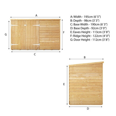 Waltons 3 x 6 Wooden Bike Store Shed Overlap Pent Double Door Storage