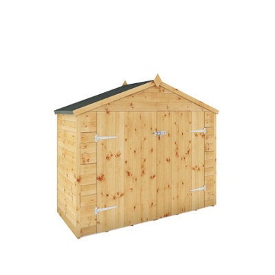 Waltons 3 x 7 Wooden Bike Store Tongue and Groove Apex Double Door ...