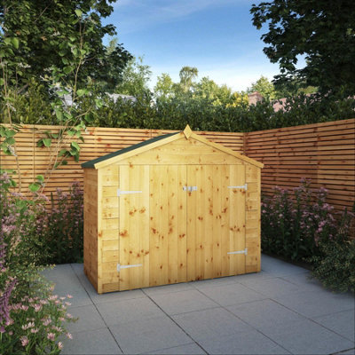 Waltons 3 x 7 Wooden Bike Store Tongue and Groove Apex Double Door ...