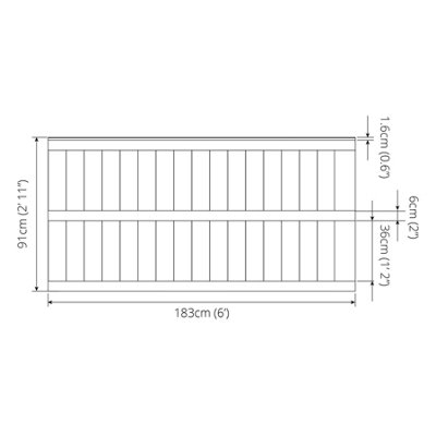Waltons 3ft x 6ft Feather Edge Fence Panels Pressure Treated - 5 Pack