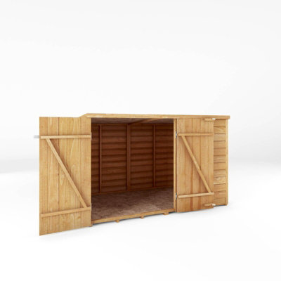 Waltons 4 x 6 Wooden Bike Store Shed Overlap Pent Double Door Storage