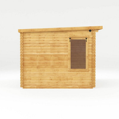 Waltons 4m x 3m Wooden Log Cabin Pent Roof Double Doors Opening Windows ...