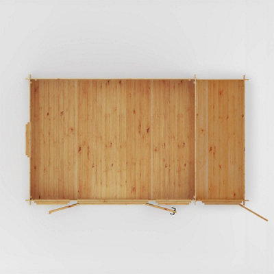 Waltons 5.1m x 3m Wooden Log Cabin Garden Room with Side Shed Apex Roof ...