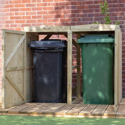 Waltons 5 x 2 Double Wheelie Bin Storage Unit Pressure Treated Premium