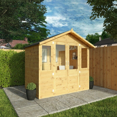 Waltons 7 x 5 Wooden Summerhouse Tongue and Groove Apex Double Door Garden Room