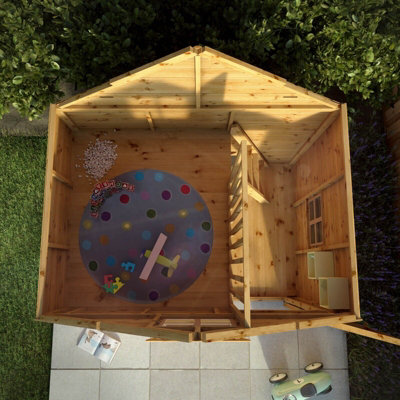 Waltons 7ft x 5ft Wendy House Double Storey Swiss Cottage Wooden Garden Playhouse