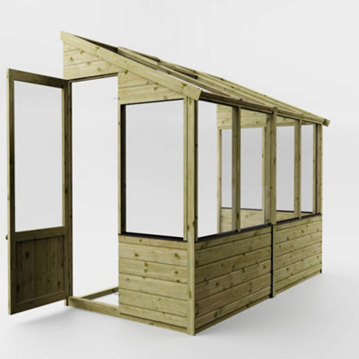 Waltons 8 x 4 Lean To Pent Greenhouse Wooden Potting Shed Opening Vent ...