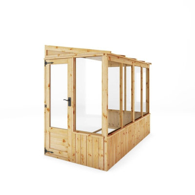 Waltons 8 x 4 Premium Tongue and Groove Lean To Pent Greenhouse Wooden ...