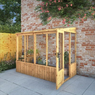 Waltons 8 x 4 Premium Tongue and Groove Lean To Pent Greenhouse Wooden ...