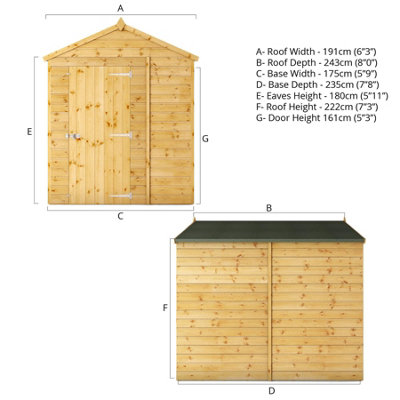Waltons 8 x 6 Modular Shiplap Wooden Garden Storage Shed Windowless