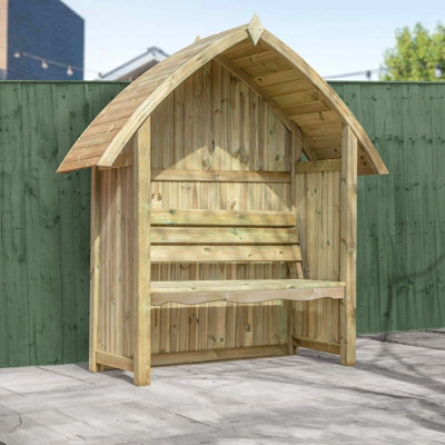 Waltons Pressure Treated Arch Top Arbour Seat Garden Outdoor Seating ...
