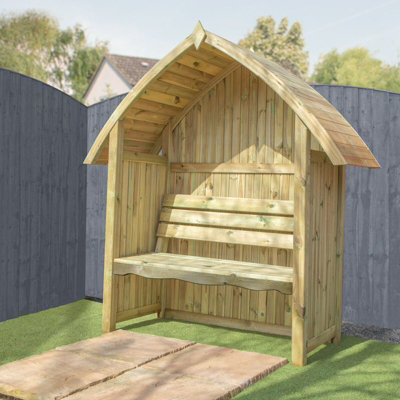 Waltons Pressure Treated Arch Top Arbour Seat Garden Outdoor Seating ...