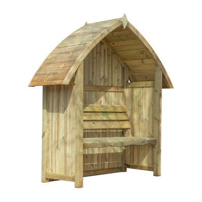 Waltons Pressure Treated Arch Top Arbour Seat Garden Outdoor Seating ...