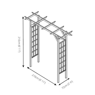 Waltons Pressure Treated Flat Top Garden Arch Trellis Sides