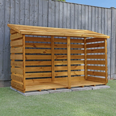 Waltons Wooden Double Log Shed Store 6ft x 3ft with Pressure Treated ...