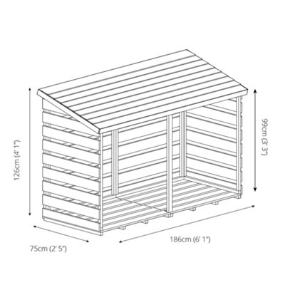 Waltons Wooden Double Log Shed Store 6ft x 3ft with Pressure Treated ...