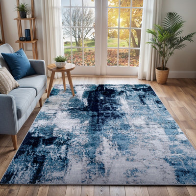 Wanderlust-Abstract Blue Grey Cream Modern Marble Living Dining Bedroom ...