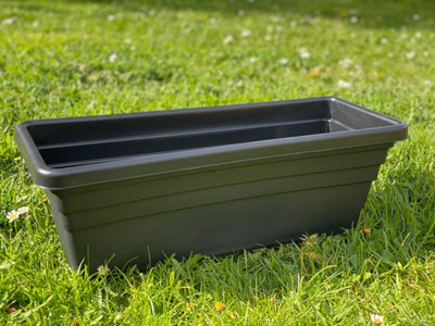 Buy Ward Strata 50cm Planter Trough Black Plastic Ascot Rectangular ...