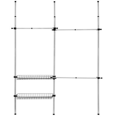 Wardrobe Clothes Rail System - 3 rails and 2 baskets - grey | DIY at B&Q
